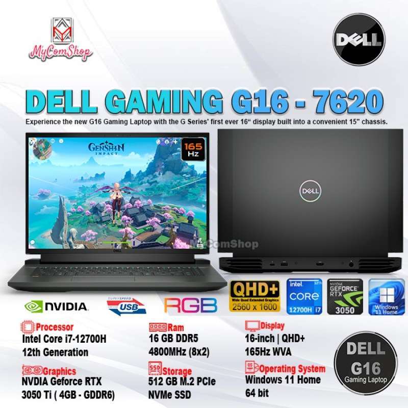 Jual Dell G16 7620 I7-12700h 16gb Ram 512gb Ssd Rtx 3050 Ti 16 Qhd+ 165hz Di Seller Mycomshop ...