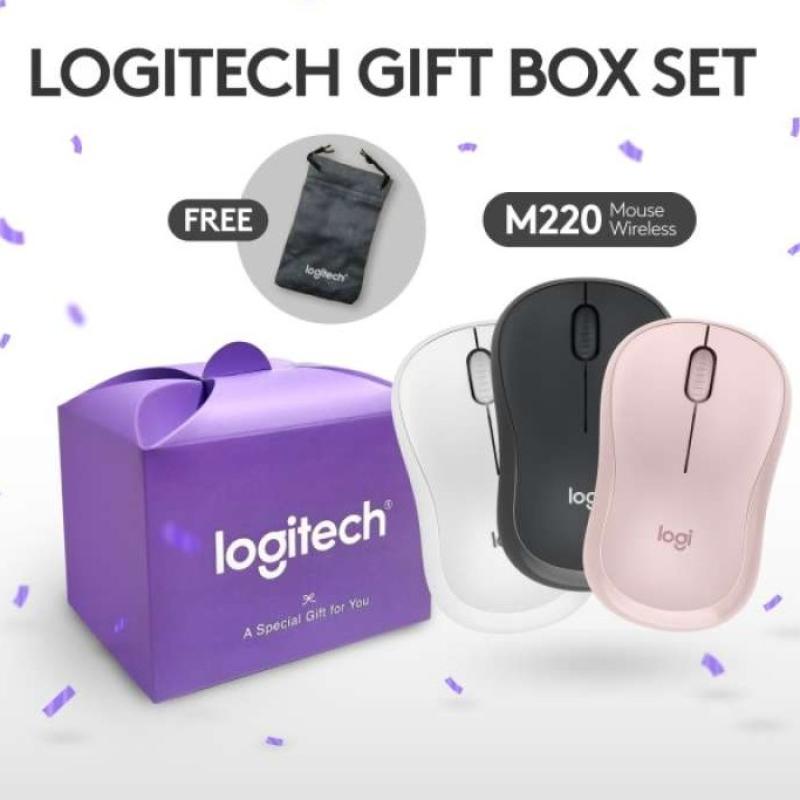 Jual Logitech Gift Box Set M220 Mouse Wireless + Exclusive Mouse Pouch ...