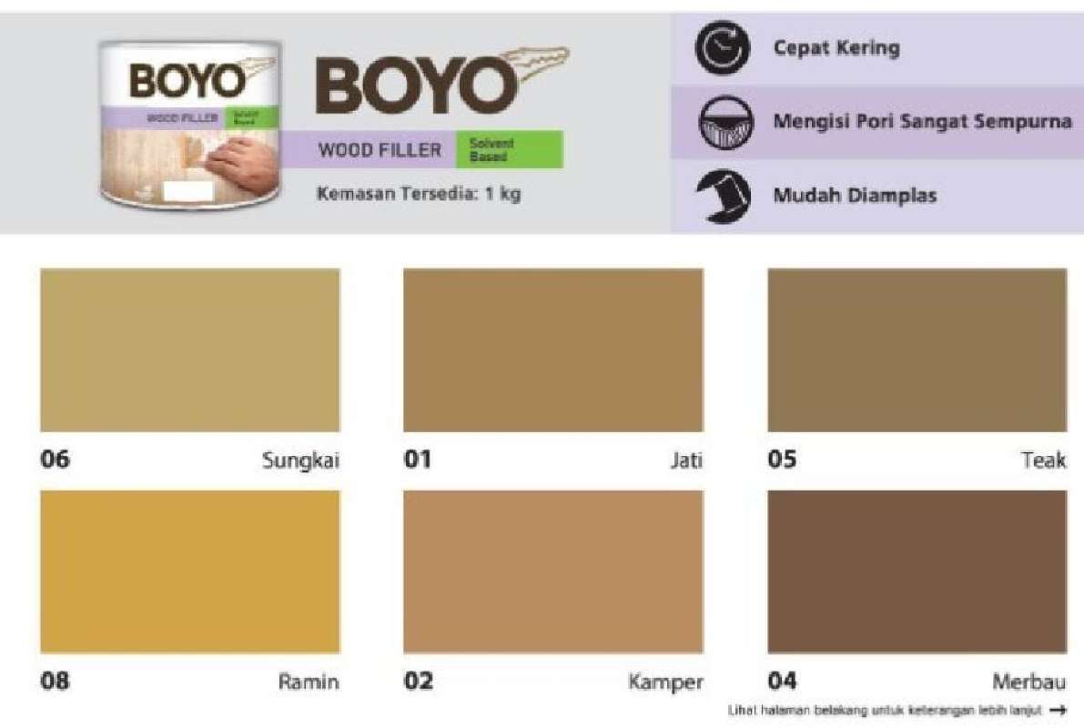 Jual Boyo Wood Filler Solvent Based 1 Liter Dempul Jati Kamper Sungkai ...