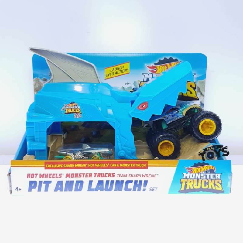 Jual Hot Wheels Monster Truck Pit & Launch Set Team Shark Wreak di ...
