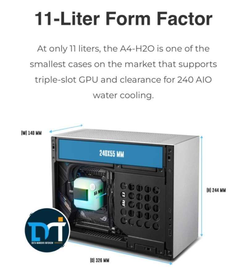 Promo Lian Li A4h2o I A4-h2o I A4h20 Aluminum Compact Mini-itx Gaming ...