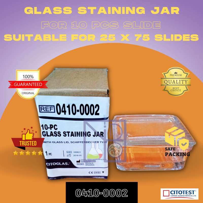 Jual Glass Staining Jar, For 10 Pcs Slide, Suitable For 25 X 75 Slides ...