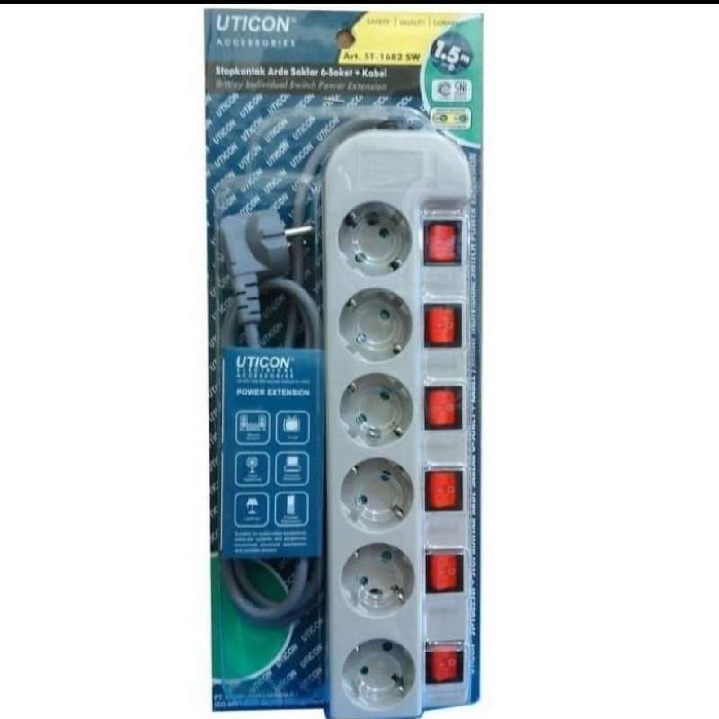 Jual StopKontak / stop kontak / colokan listrik cabang 6 Uticon ST-1682 ...