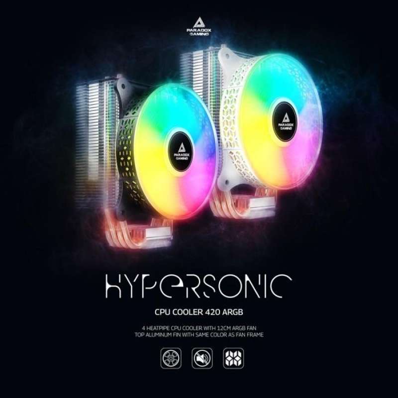 Jual PARADOX GAMING HYPERSONIC CPU COOLER 420 ARGB LED - Hitam di ...