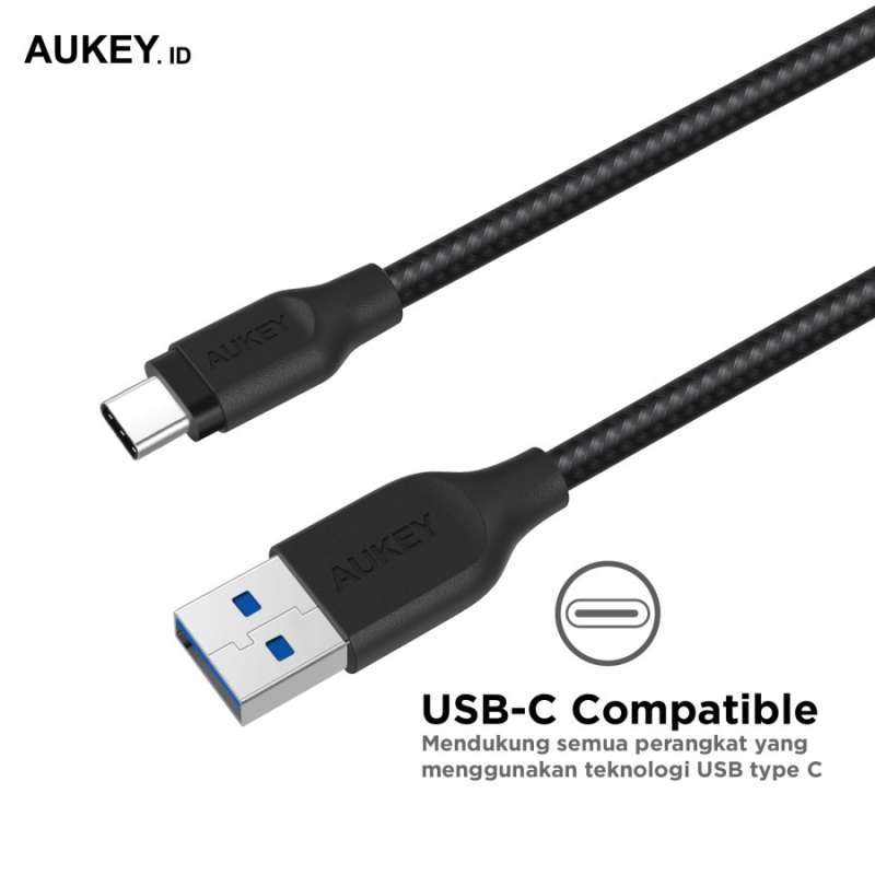 Jual Aukey Cb-ac2 Nylon Braided Type-c Cable Kabel Data - Hitam [2 ...