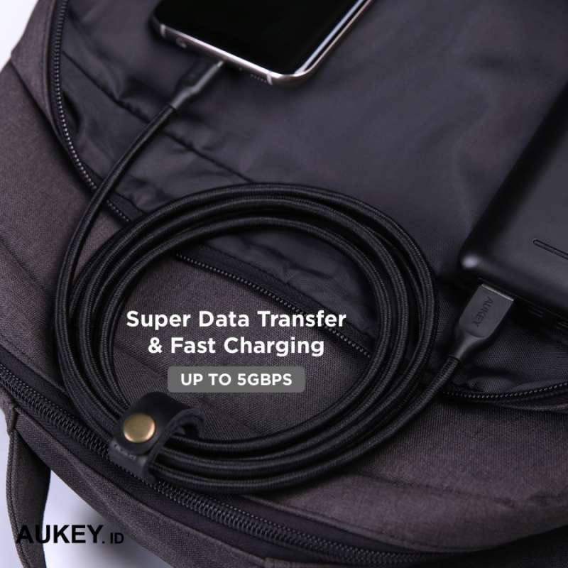 Jual Aukey Cb-ac2 Nylon Braided Type-c Cable Kabel Data - Hitam [2 ...