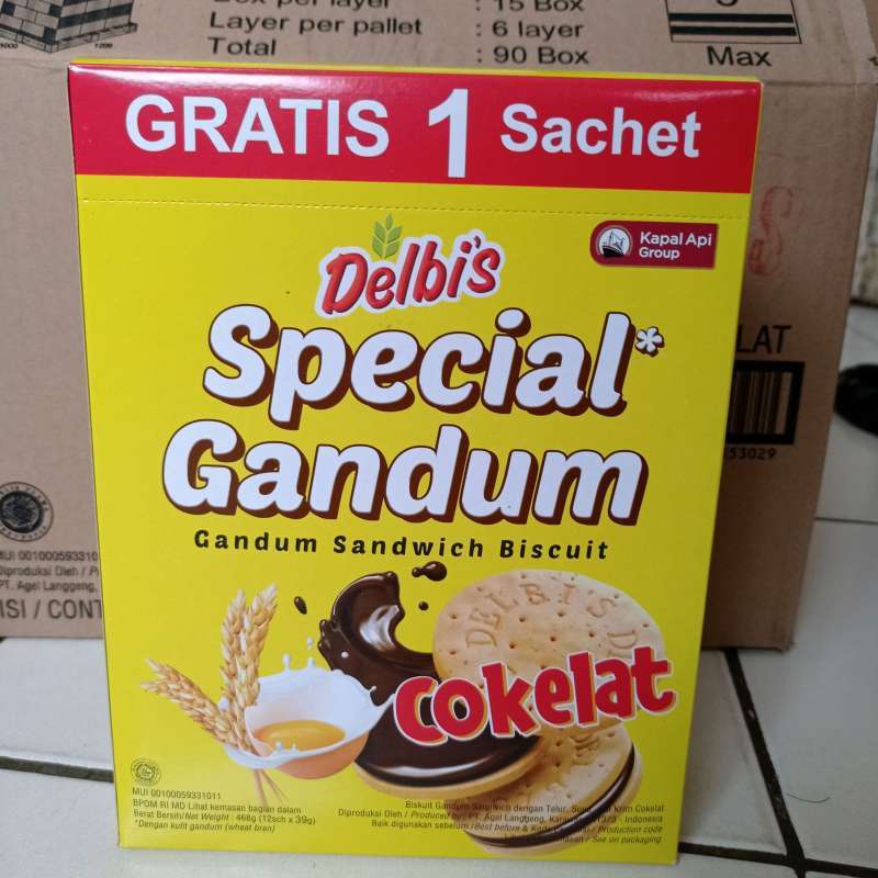 Jual Biskuit Gandum Delbis Box (12 sachet x 39gr) Gratis 1 Sachet di ...