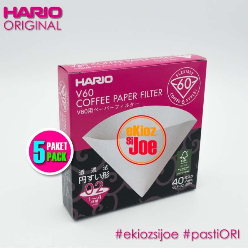 Jual HARIO V60 Paper Filter 02 VCF-02-40W WHITE PAKET 5 PACK di Seller ...