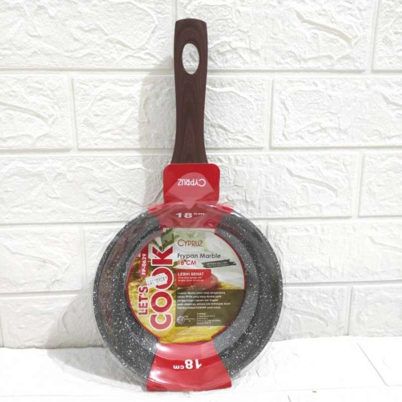 Promo FP-0629 Cyprus Fry Pan Ceramic Marble Induksi Gagang Kayu 18cm ...