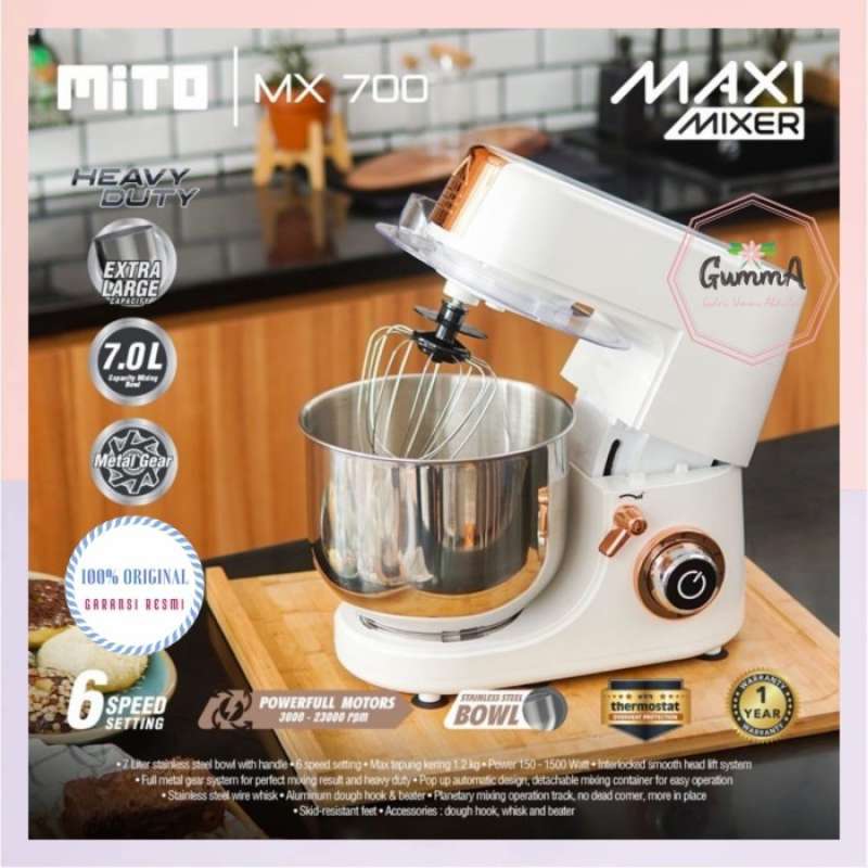 Promo Maxi Mixer Mito Mx 700 Stand Mixer 7 Liter Heavy Duty Mx700 ...