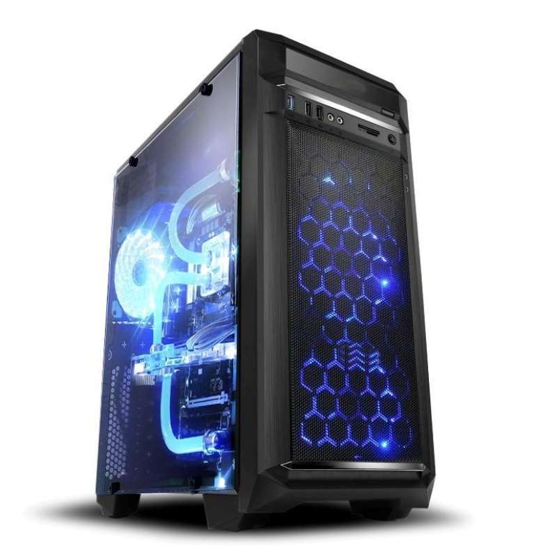 Jual Cube Gaming Griniga Black - Atx - Full Acrylic Window - 1x12cm Led ...