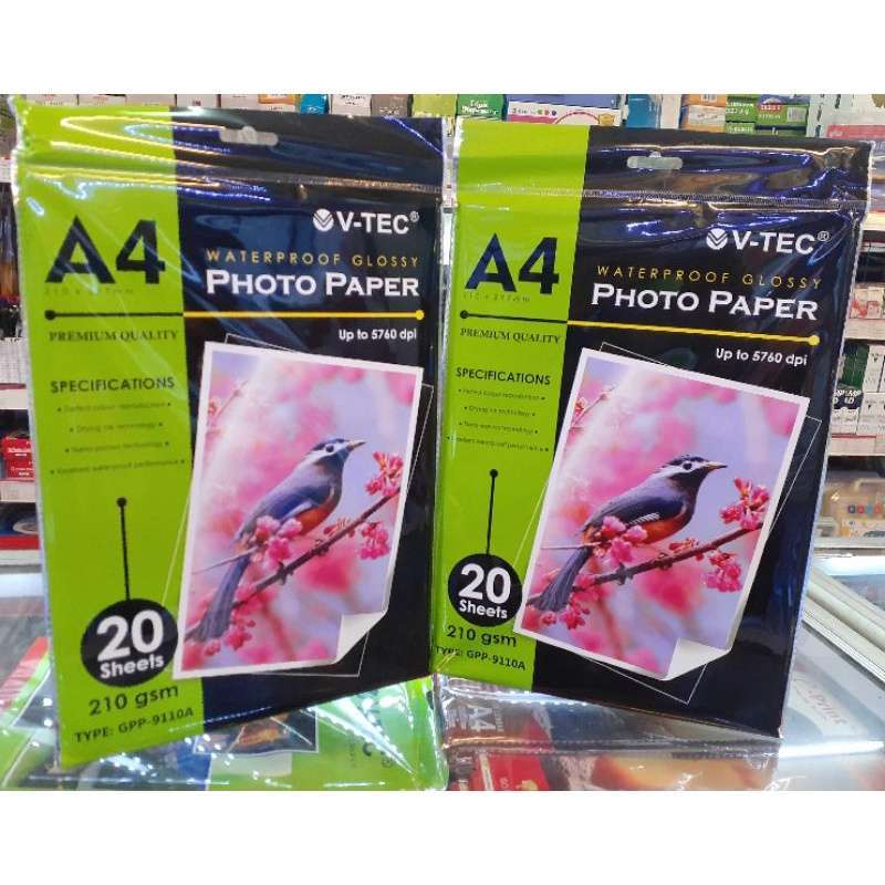 Jual V-TEC GLOSSY PHOTO PAPER A4 210GSM di Seller Smart Stationery ...