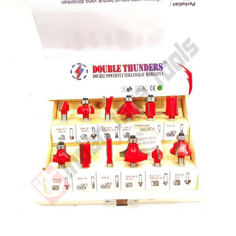 Jual DOUBLE THUNDERS Router Bit Set 12 Pcs - Mata Profil Set Trimmer di ...
