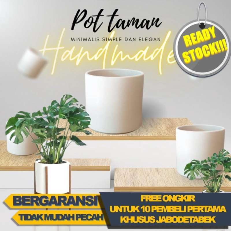 Jual INDI TERRAZZO POT TAMAN TERASO PUTIH SILINDER MINIMALIS TERASO ...