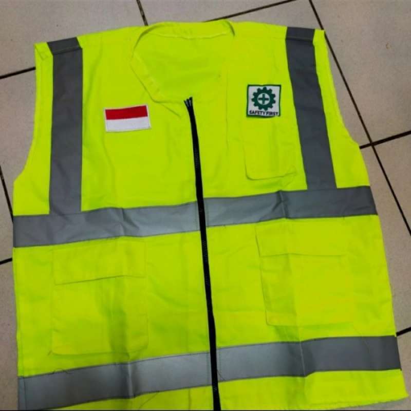 Promo Rompi Safety Rompi Bahan Drill Termasuk Logo K3 & Logo Bendera ...
