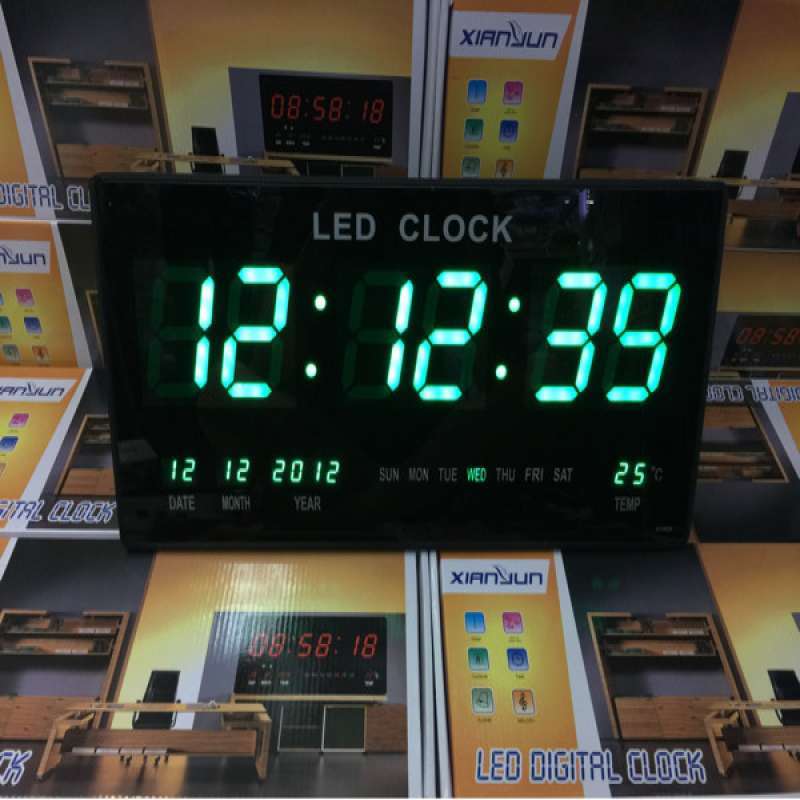 Promo Jam Dinding Digital Led Meja Led Clock 4622 Hijau Diskon 15% Di ...