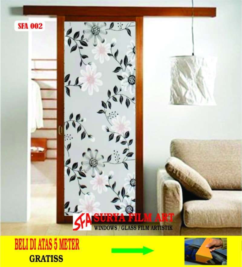 Promo STICKER KACA/STIKER KACA MOTIF BUNGA BARU/BUNGA HITAM PUTIH/002 ...