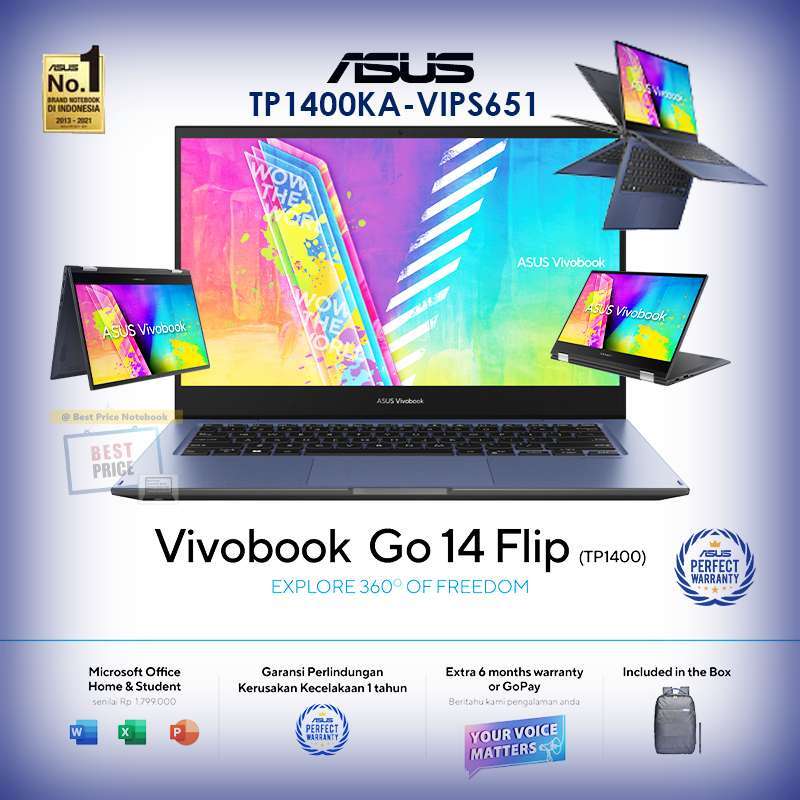Jual Asus VivoBook Go 14 Flip TP1400KA-VIPS651/N6000/8G/512G/Quiet Blue ...