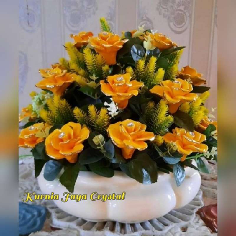 Promo Bunga Keramik Italy Set Bunga 21 Tangkai dan Vas/Bunga Keramik ...