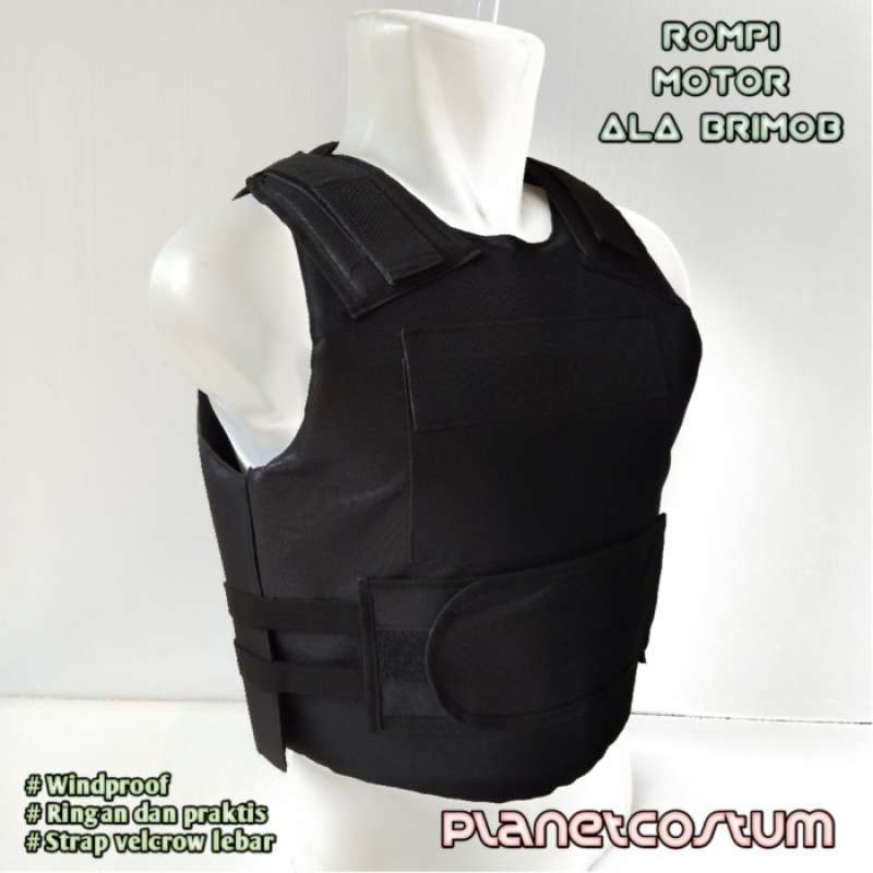 Promo Rompi Bikers Motor Touring Biker Tebal Anti Angin Brimob Hitam ...
