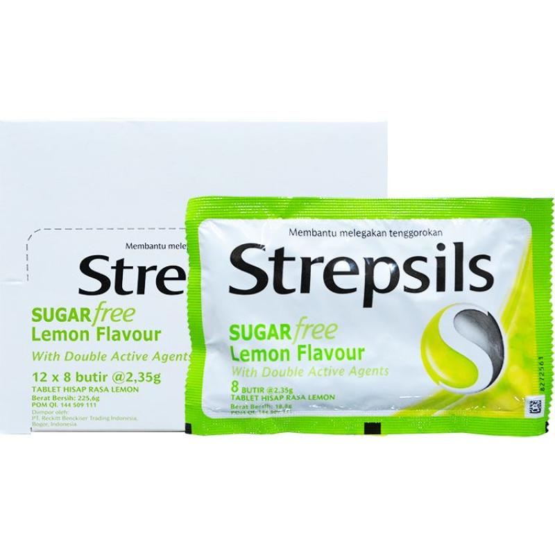 Jual Strepsils Sugar Free Lemon Flavor Peremen Pelega Tenggorokan ...