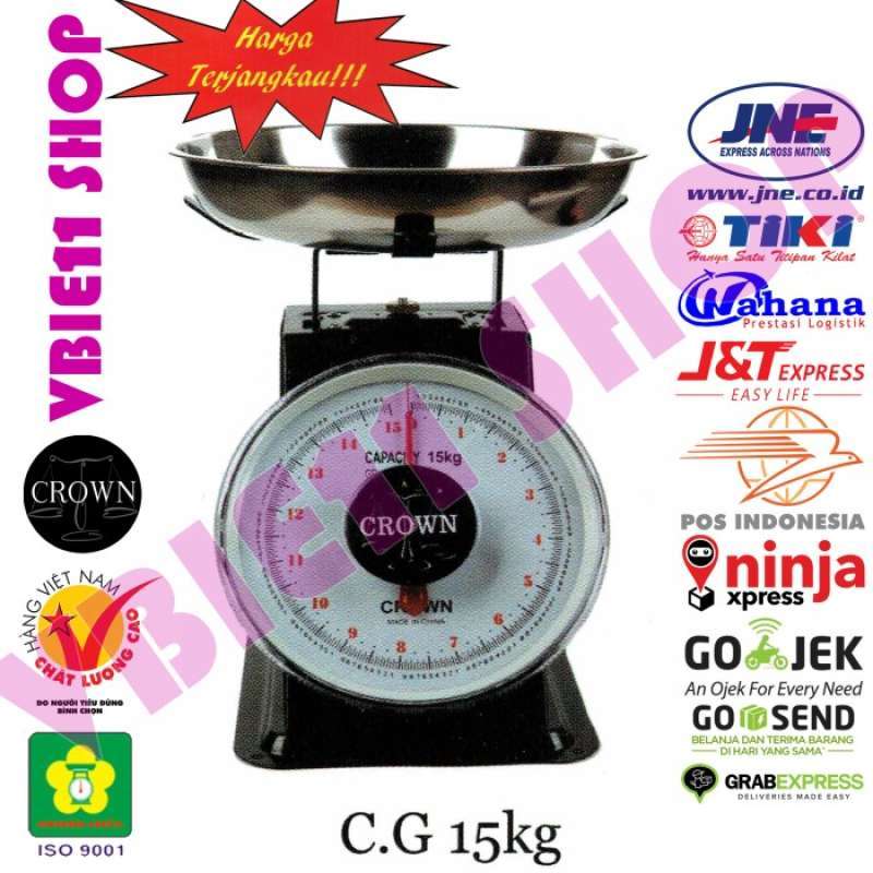 Promo Timbangan Jarum/Duduk/Mangkuk/Laundry/Buah/Sayur/Barang Crown C.G 15kg TERJAMIN Diskon 1% ...