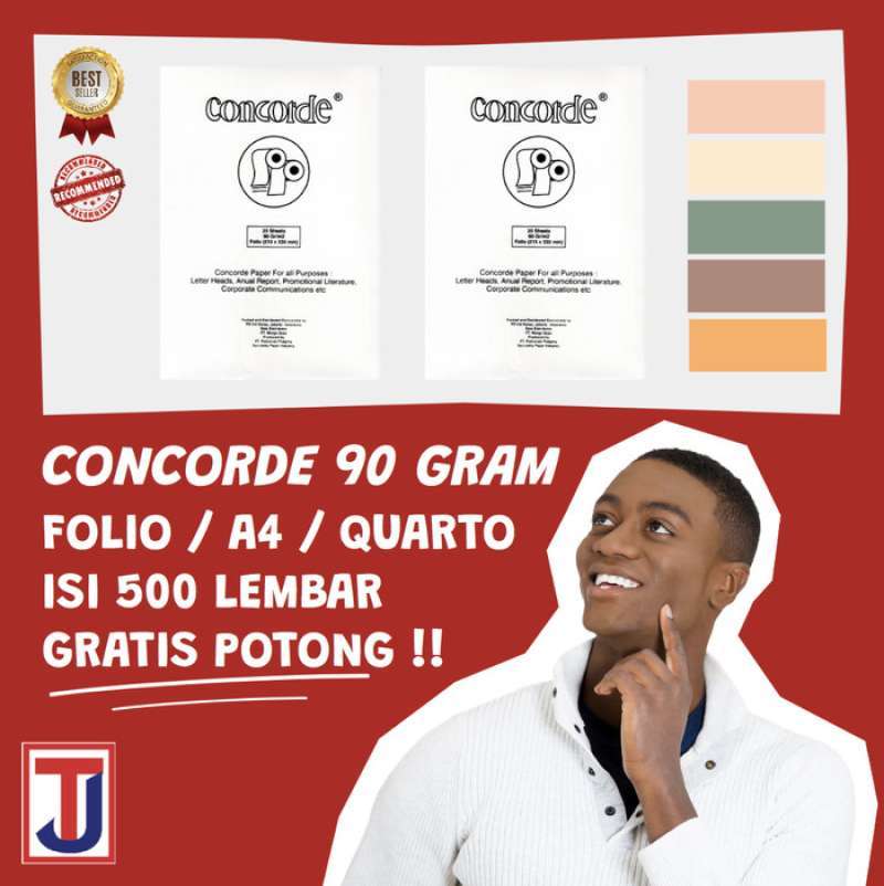 Promo Kertas Concorde Ukuran F4 A4 Kuarto 90 Gram Isi 500 Lembar Warna ...