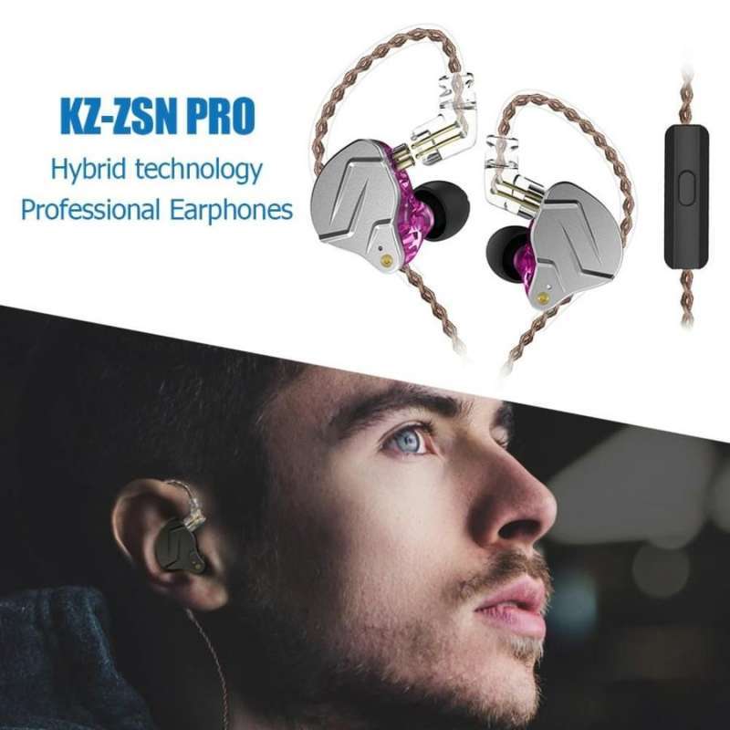 Jual KZ ZSN PRO with MIC In Ear Earphone Headset Hybrid 1BA 1DD HIFI ...