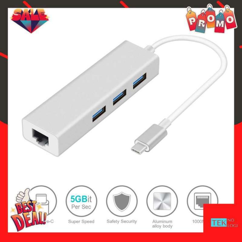 Jual USB Type C Gigabit Lan Adapter RJ45 With 3 Port USB Hub 3 0 Di Seller Tokoteknologi Store