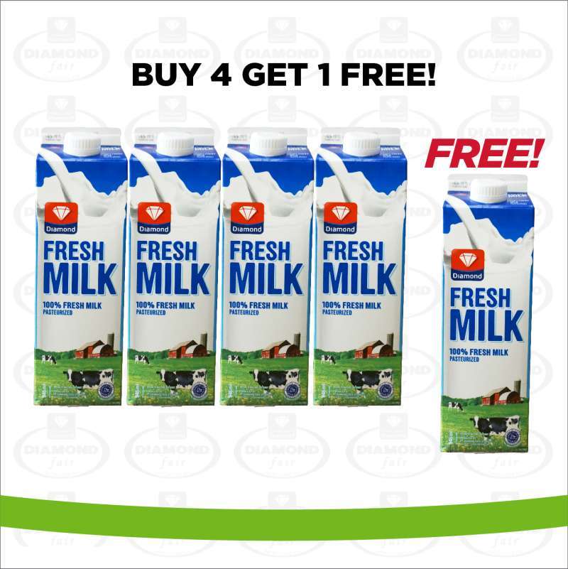 Promo DIAMOND FRESH MILK PLAIN 946 ML 4 PCS (FREE FRESH MILK PLAIN 946 ...
