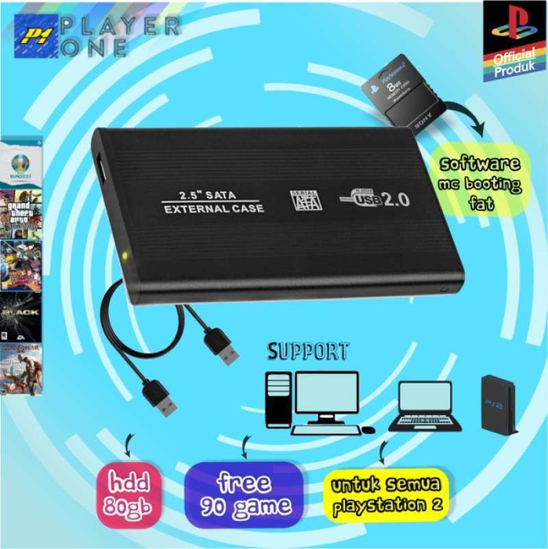 Jual HDD PS2 - Hardisk Eksternal PS2 80GB - Support Semua PS2 FAT Series - - Multicolor di ...