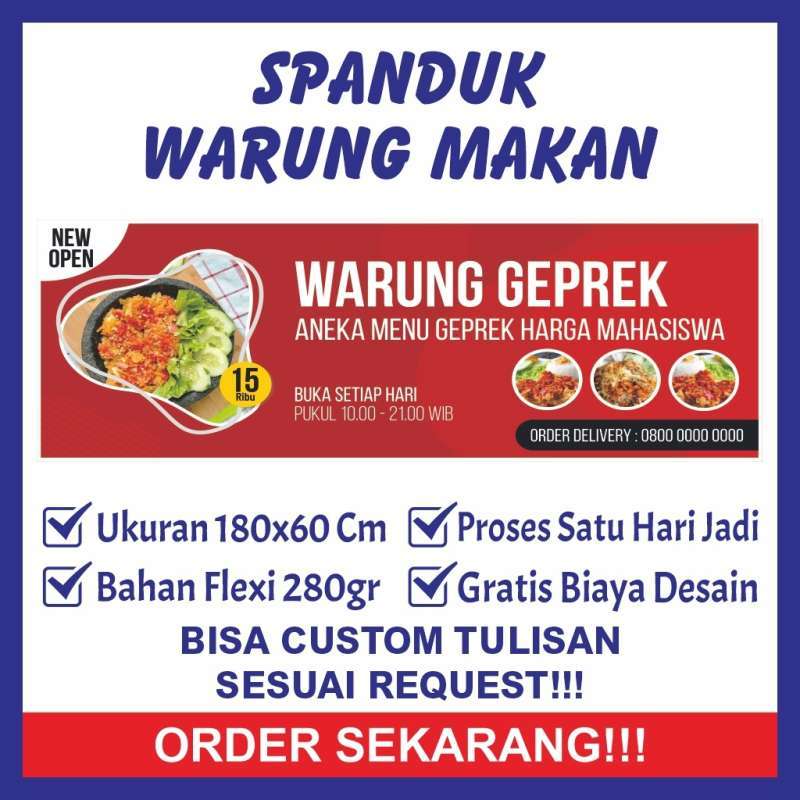 Promo Spanduk Sepanduk Banner Backdrop Warung Warteg Makanan Nasi Ayam ...