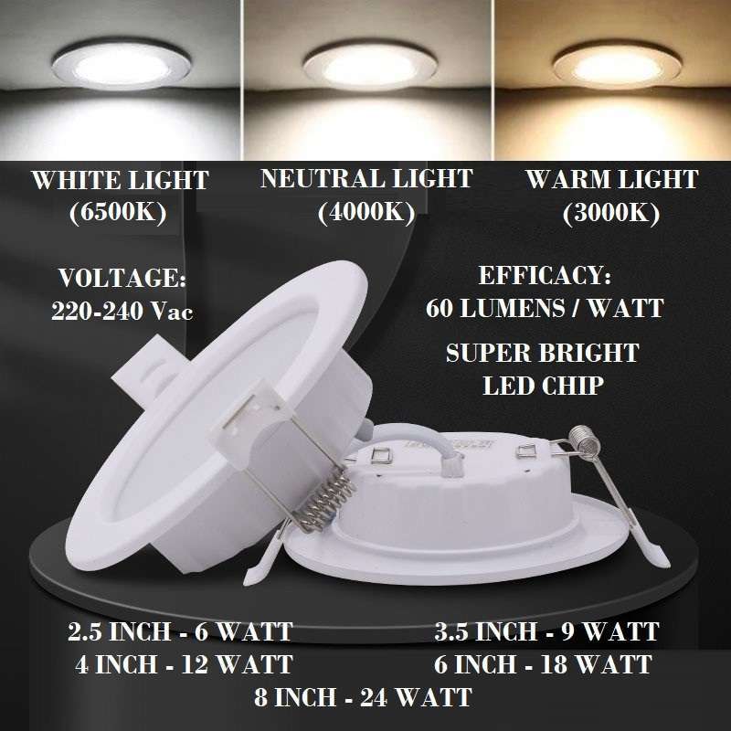Jual Lampu Downlight Led 6w 9w 12W 18w 24w Plafon Panel White Warm ...