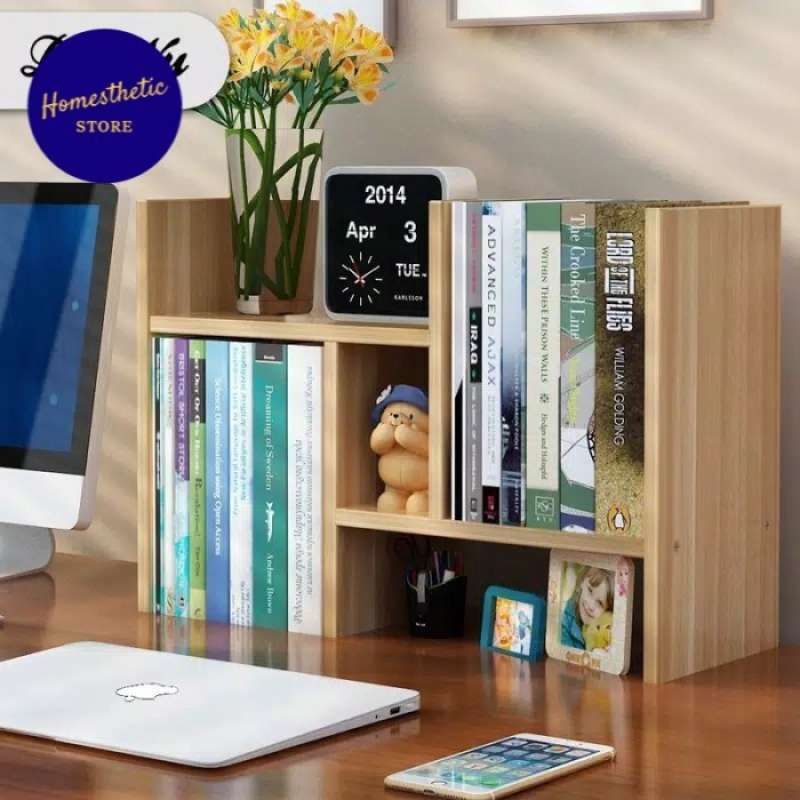 Promo Rak Buku Meja Belajar Kerja Bookshelf Adjustable Minimalis 1 Set ...
