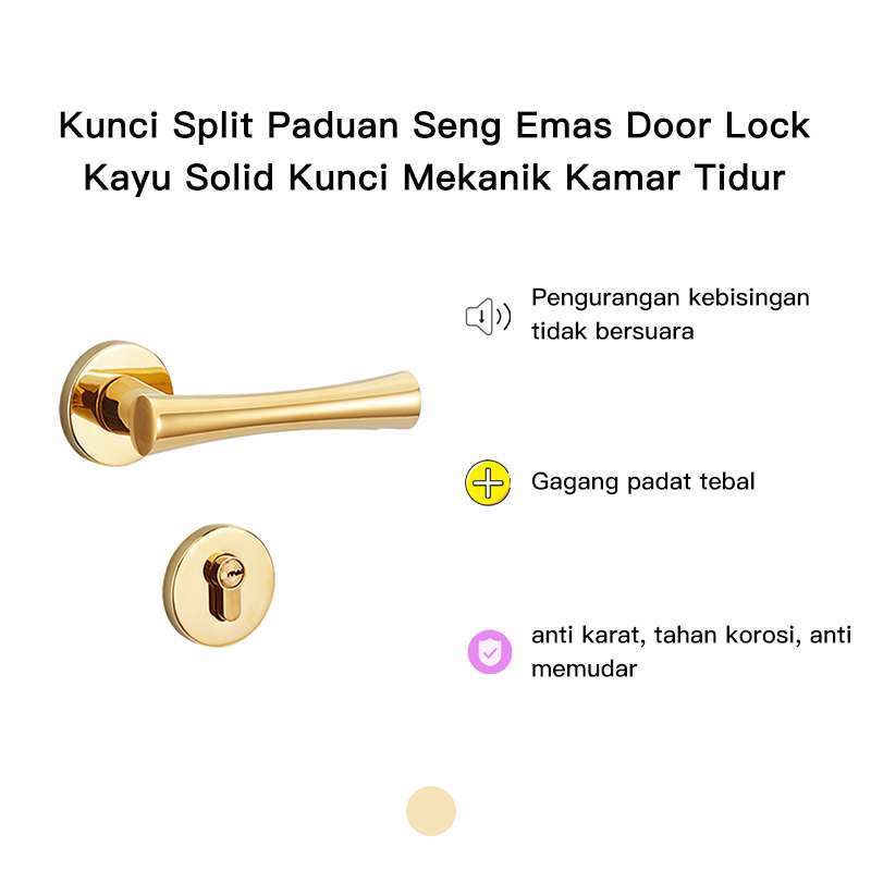 Jual Kunci Split Paduan Seng Emas Door Lock Kayu Solid Kunci Mekanik ...