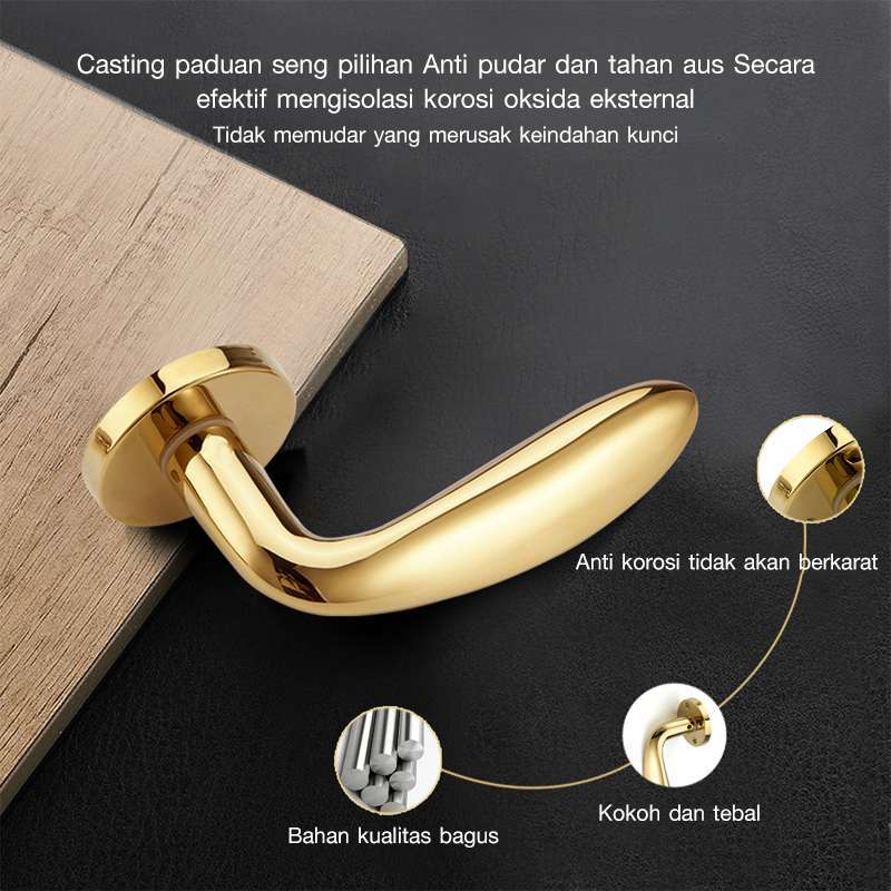 Jual Kunci Split Paduan Seng Emas Door Lock Kayu Solid Kunci Mekanik ...