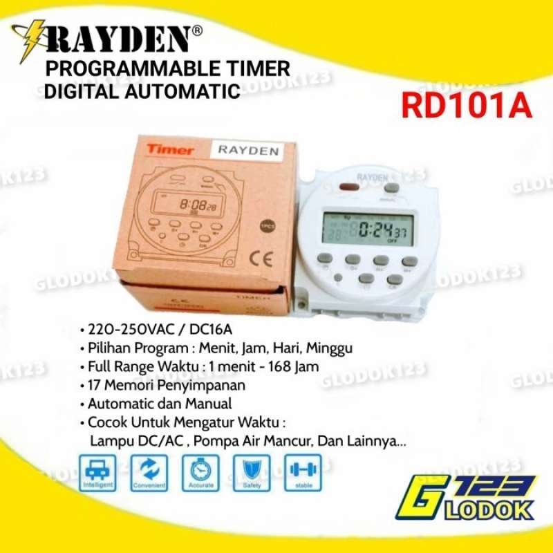 Promo Digital Timer Otomatis AC220V 16A RD101A RAYDEN Diskon 5% di Seller Toko Ada_Semua ...