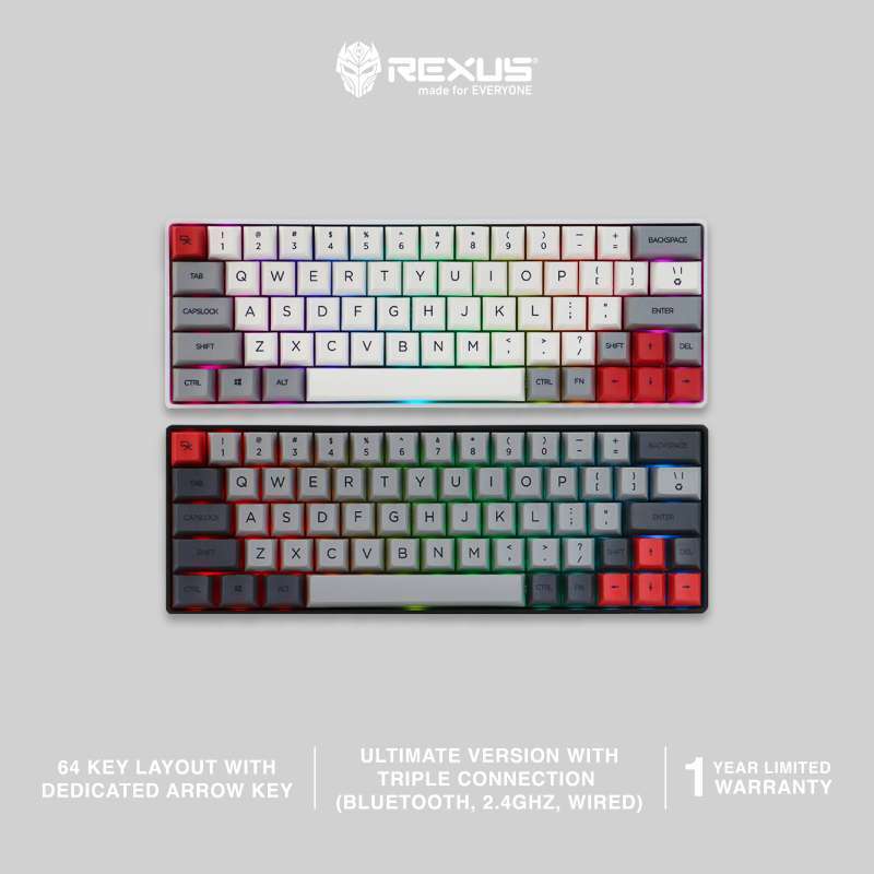 Jual Rexus Keyboard Bluetooth Gaming Mechanical Daxa M64 Ultimate - Red ...