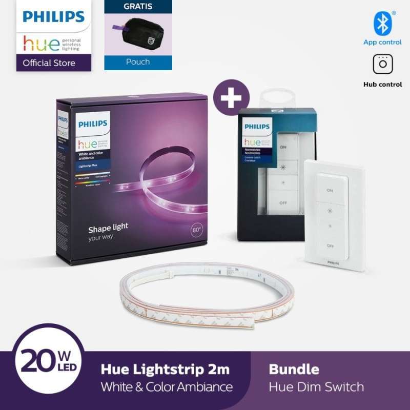 Jual Paket Philips Hue Lightstrip Plus 2M Base + Hue Dim Switch di ...