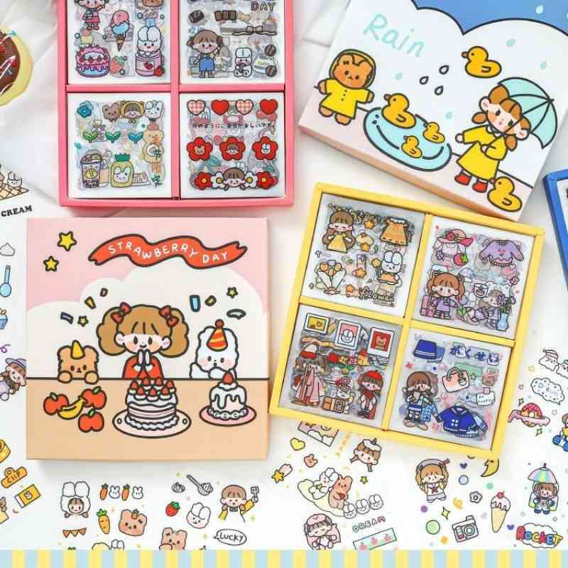 Jual 100Lembar Stiker Motif Kartun Lucu / Stiker Korea Viral Anti Air ...
