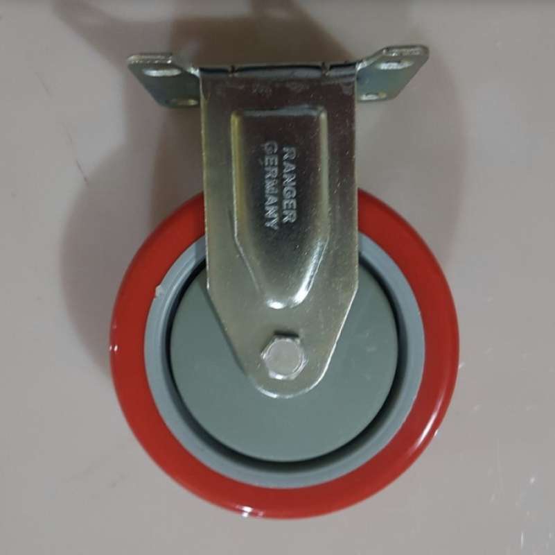 Jual Roda pu ranger 4inch mati/ fix/roda troli 4inc pu merah ranger med ...