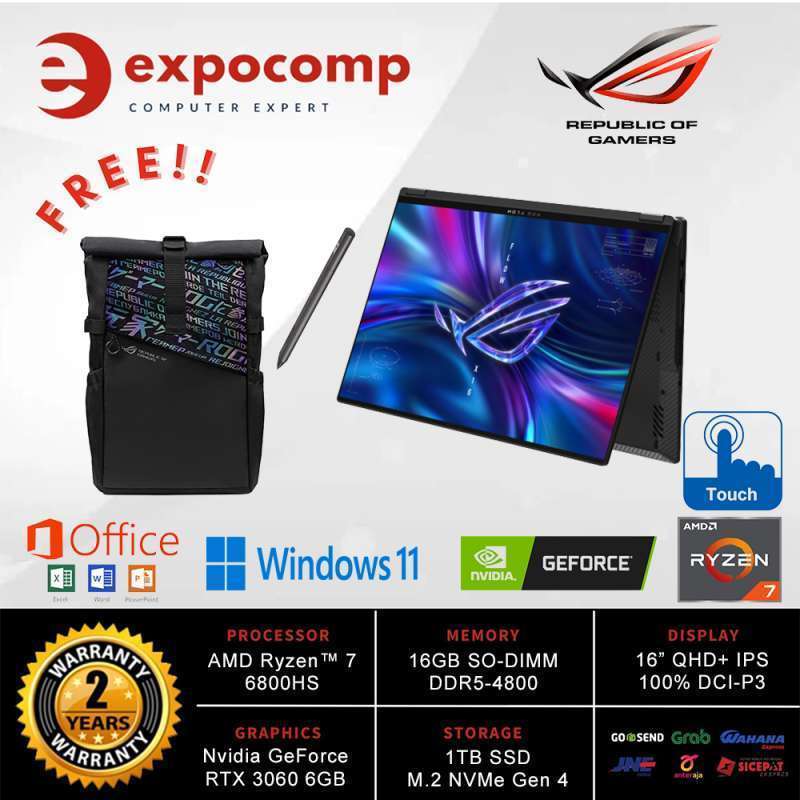 Jual ASUS GAMING ROG FLOW X16 GV601RM-R736G6T-O BLACK R7-6800 16GB 1TB ...
