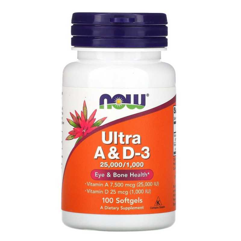 Jual NOW Foods Vit A & D ULTRA 100 SG Vitamin D3 D-3 food mata eye di ...