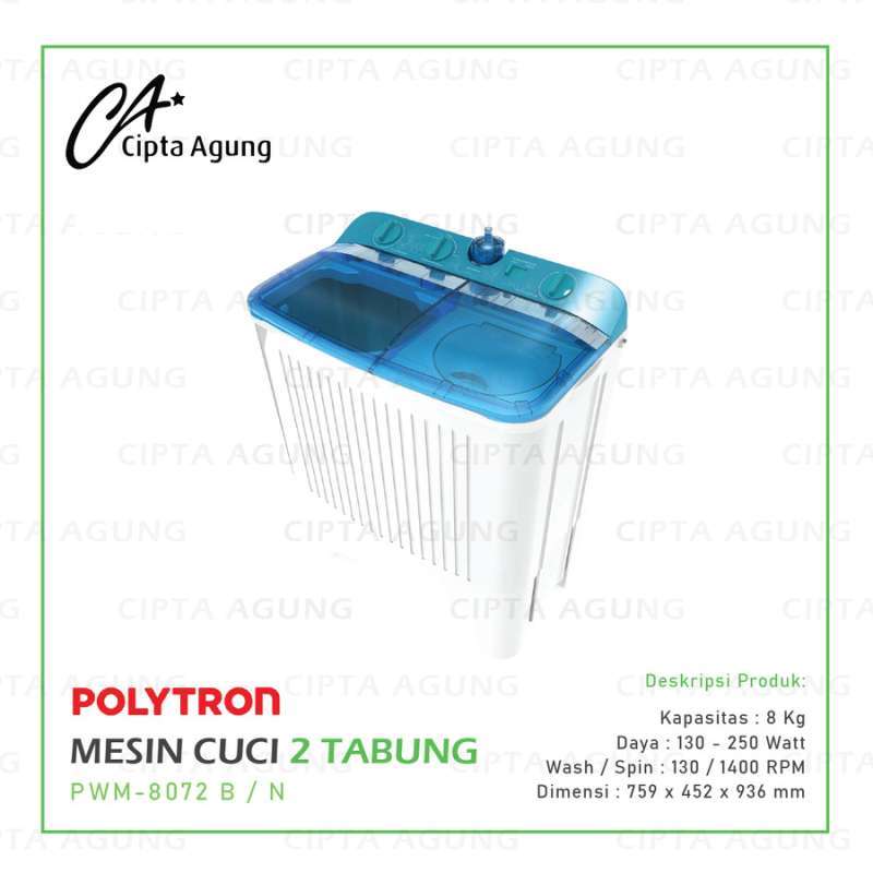 Jual MESIN CUCI 2 TABUNG 8 KG POLYTRON PWM 8072 PWM-8072 PWM 8073 PWM ...