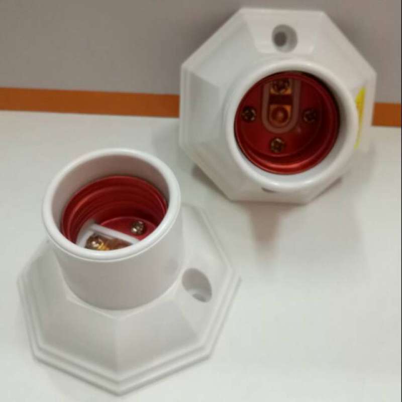 Jual FITING LAMPU PLAFON SEGI 8 Putih TEMPAT LAMPU E27 PLAFON PITINGAN ...