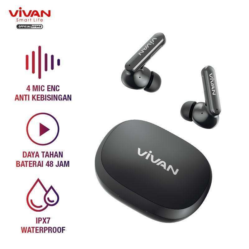 Jual Vivan Liberty T600nc Earphone Headset Tws Bluetooth 5.2 Waterproof ...