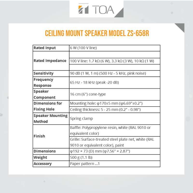 Promo Ceiling Mount Toa Speaker Pengeras Suara Plafon Round Model Zs ...