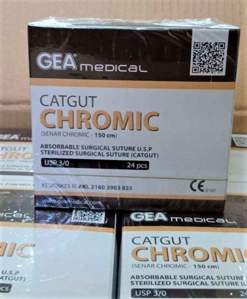Promo GEA Catgut Chromic Senar Chromic 150cm Medical Benang Operasi - 3 ...