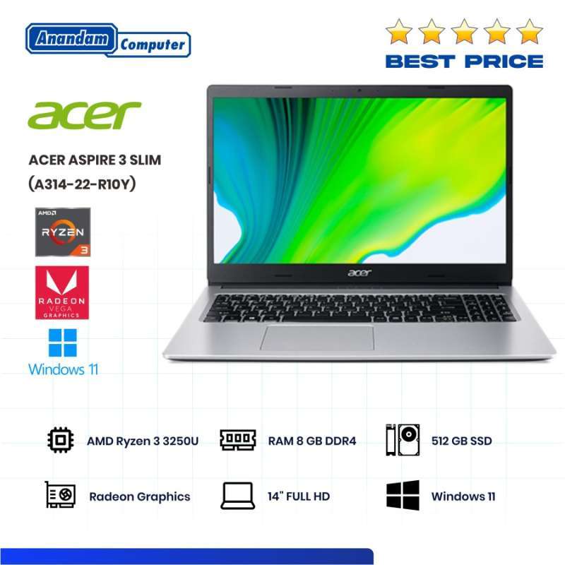 Jual ACER Aspire 3 A314-22-R10Y R3-3250U 8GB 512GB ssd W11+OHS di ...
