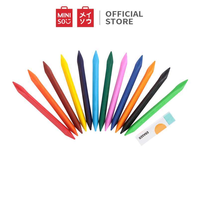 Jual Miniso Segitiga Crayon with Penghapus [12 Warna] di Seller MINISO ...